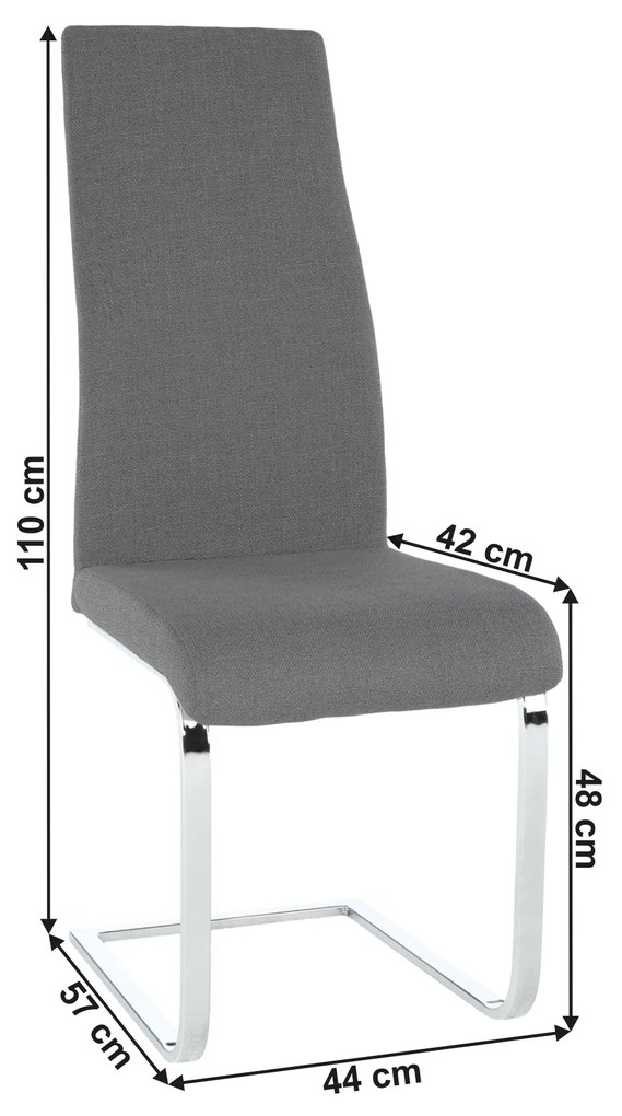 Kondela Jídelní židle, látka tmavě šedá / chrom, AMINA