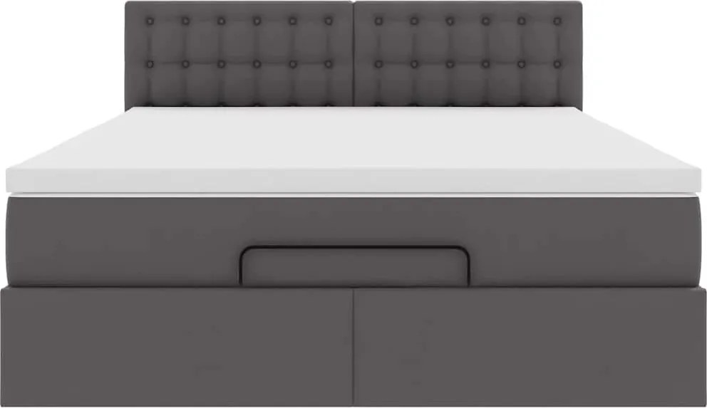 Osmanský rám postele s matrací šedá 140x190cm umělá kůže 3311306