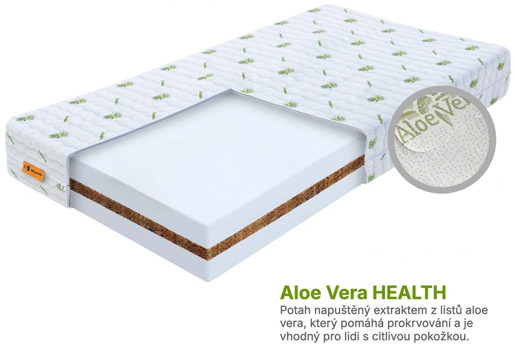 Wilsondo Dětská antialergická matrace Kokos Plus 90x200 – potah Aloe Vera