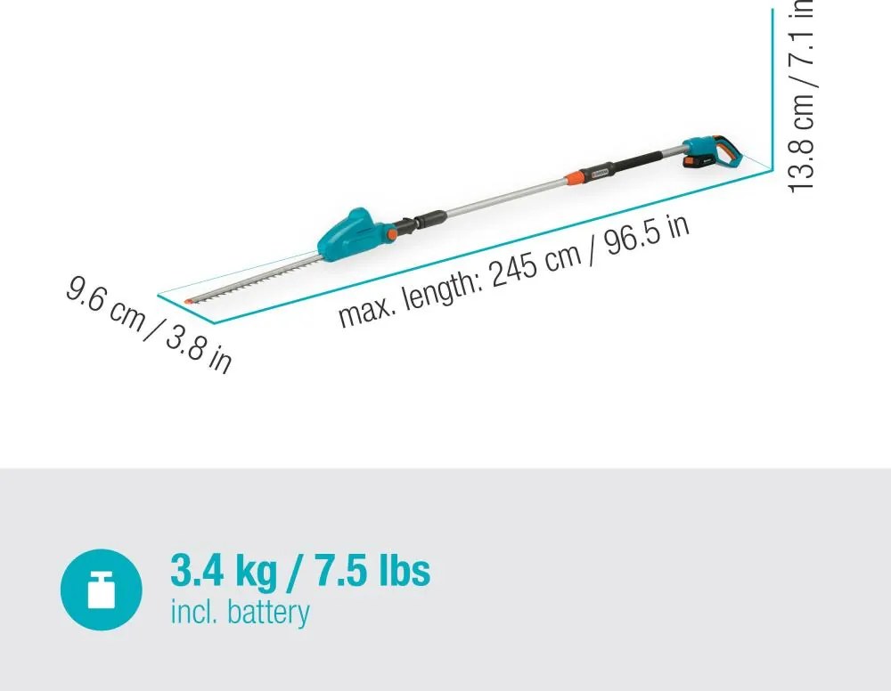 Aku teleskopické nůžky na živý plot Gardena THS 42/18V P4A (včetně baterie a nabíječky) - SKLADEM !