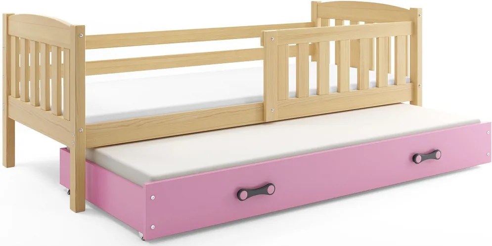 BMS Group Dětská postel s výsuvnou přistýlkou KUBUS borovice Velikost postele: 200x90 cm, Barva šuplíku: Grafit