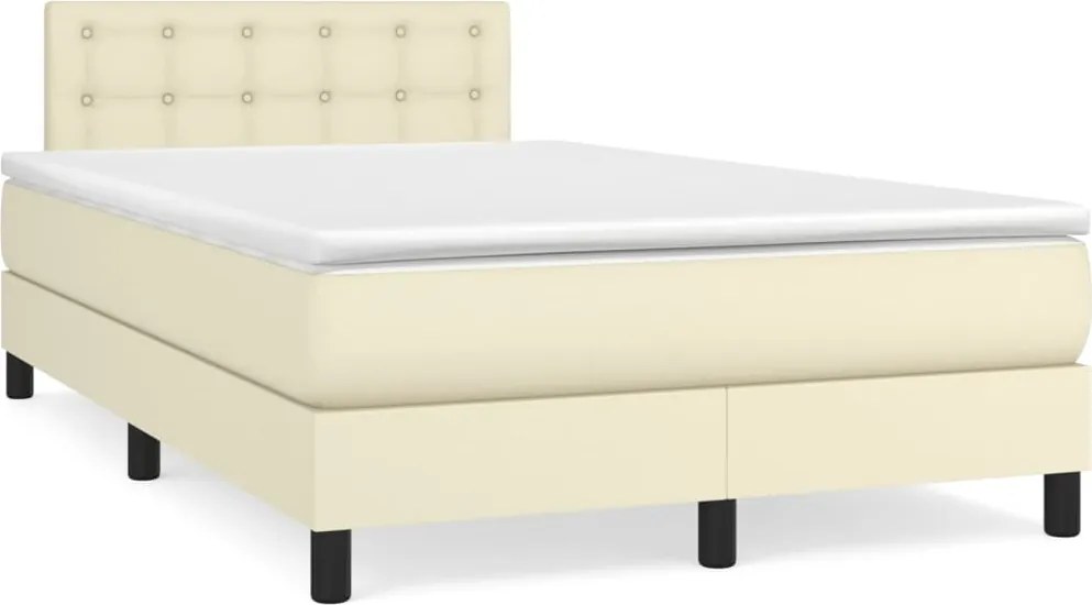 Box spring postel s matrací krémová 120x200 cm umělá kůže 3141115