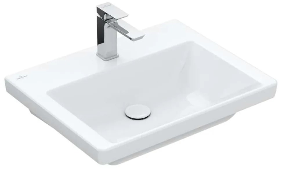 Villeroy & Boch Subway 3.0 - Umyvadlo 60x47 cm, bez přepadu, otvor pro baterii, CeramicPlus, alpská bílá 4A7061R1