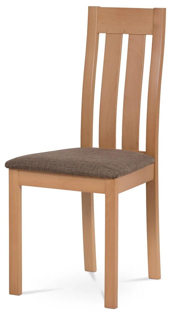 Jídelní židle, masiv buk, barva buk, látkový potah hnědý melír - BC-2602 BUK3
