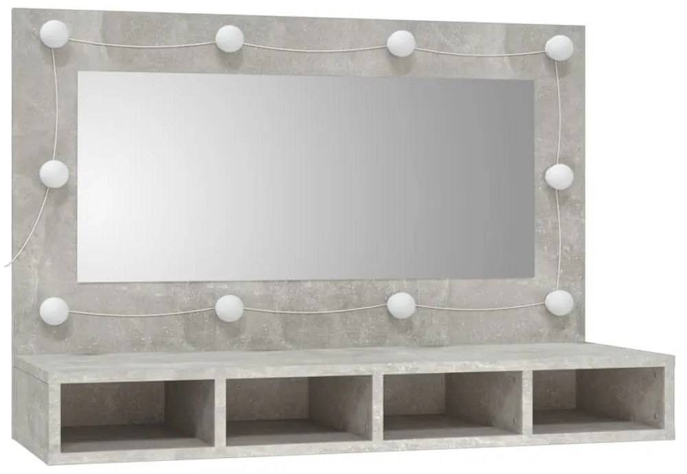 Petromila Zrcadlová skříňka s LED betonově šedá 90 x 31,5 x 62 cm