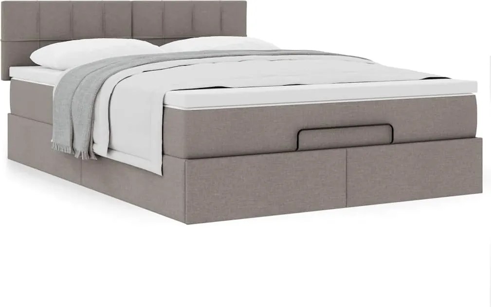 Osmanský postel s matrací taupe 140x200 cm textil 3311467