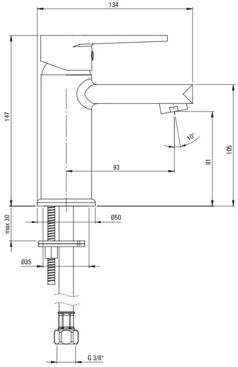 Lavedo Komplet Leo Antracit 50 koupelnová skříňka s umyvadlem a umyvadlová baterie Tubo
