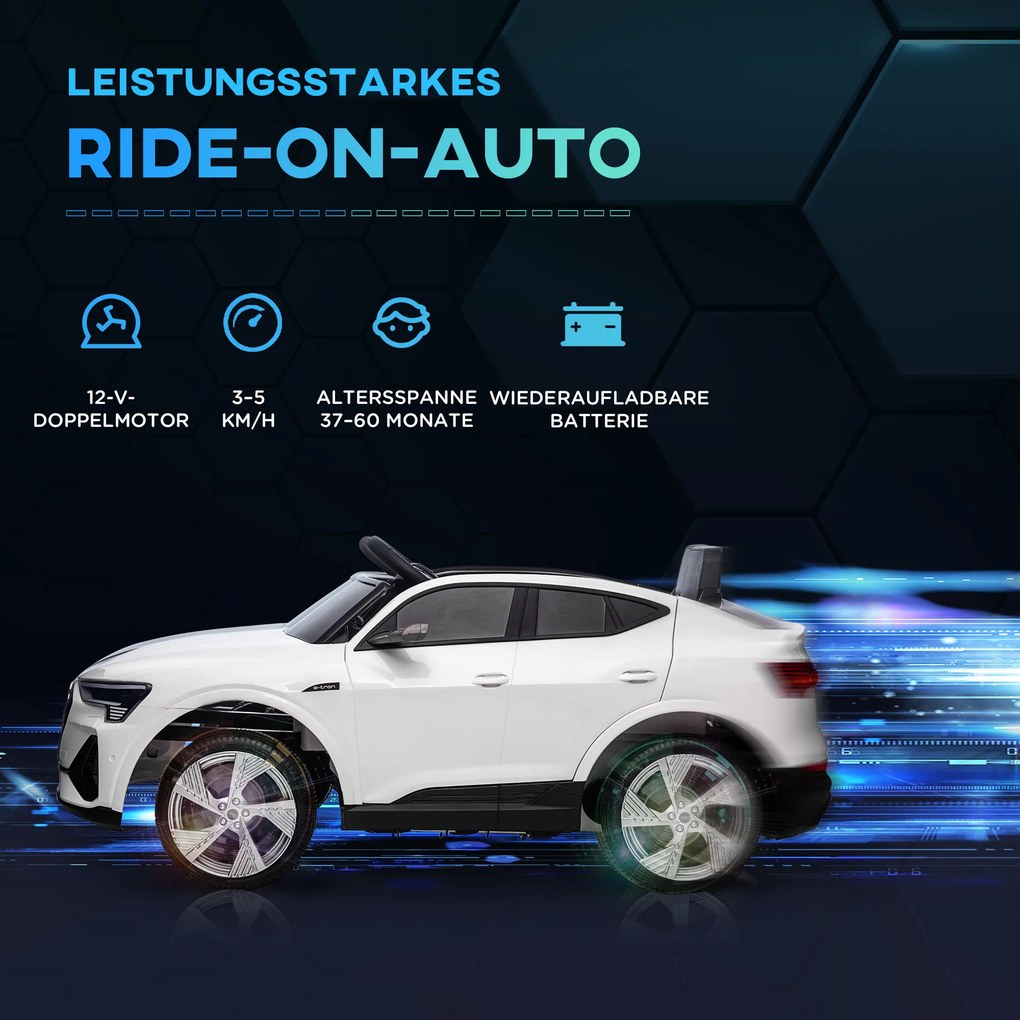 HOMCOM dětské elektrické autíčko 12V elektrické autíčko Audi E-tron elektrické autíčko s dálkovým ovládáním, bezpečnostní pásy, hudba (MP3/USB/TF), d…