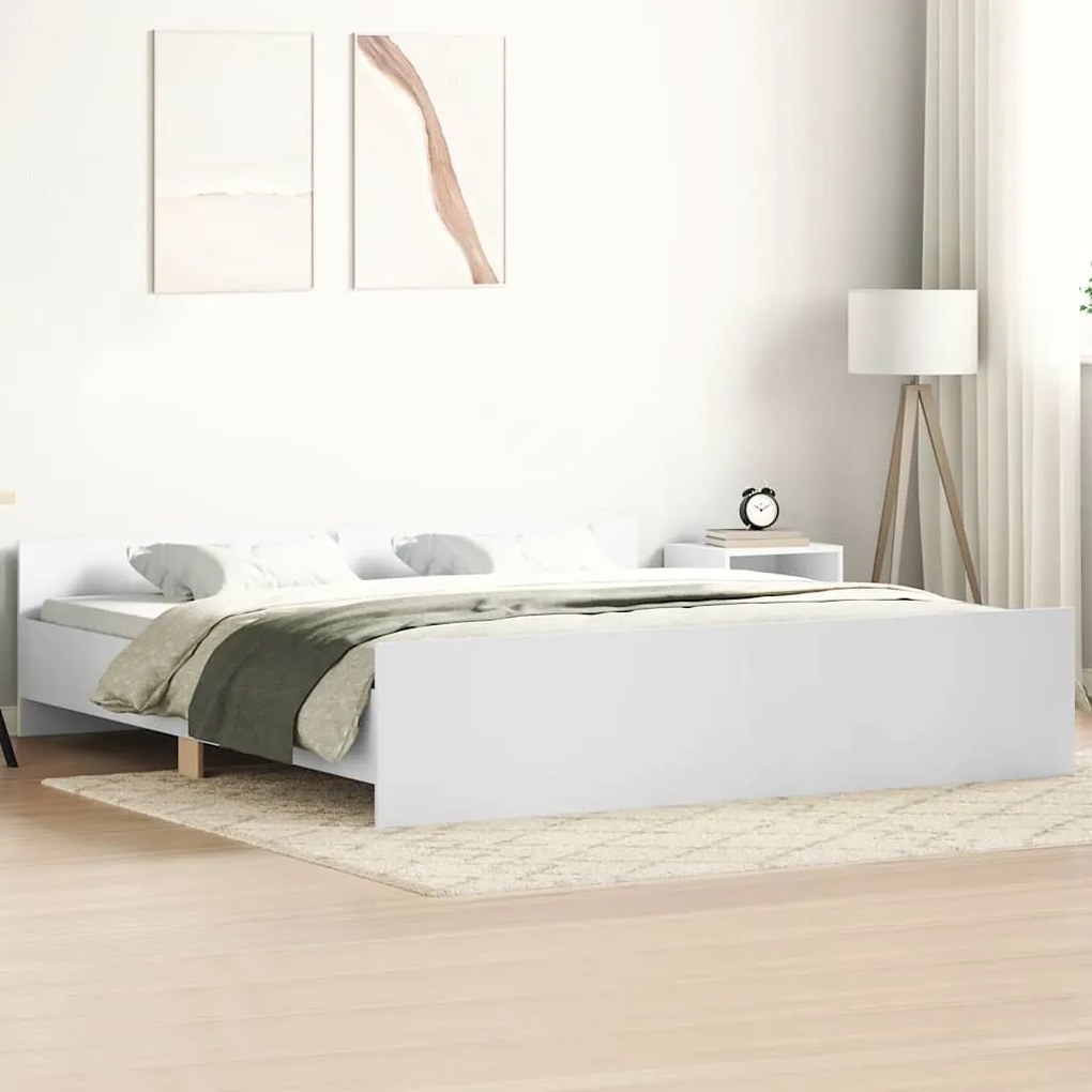 Rám postele s hlavovým a nožním čelem bílý 180 x 200 cm 3203768