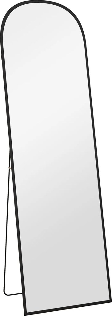 HOMCOM Celoplošné zrcadlo 1615 x 50 cm Stojací zrcadlo s rámem z hliníkové slitiny do obývacího pokoje Ložnice Černá