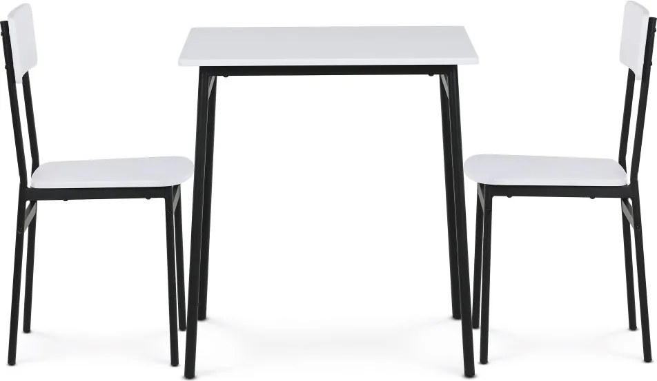 Jídelní set POLINA — 2+1, kov, MDF, černá / bílá