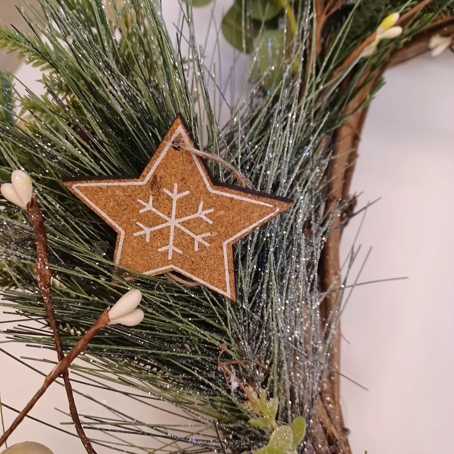 Sada vánočních ozdob na stromeček, 6,5 × 9 cm, korek, balení 9 ks