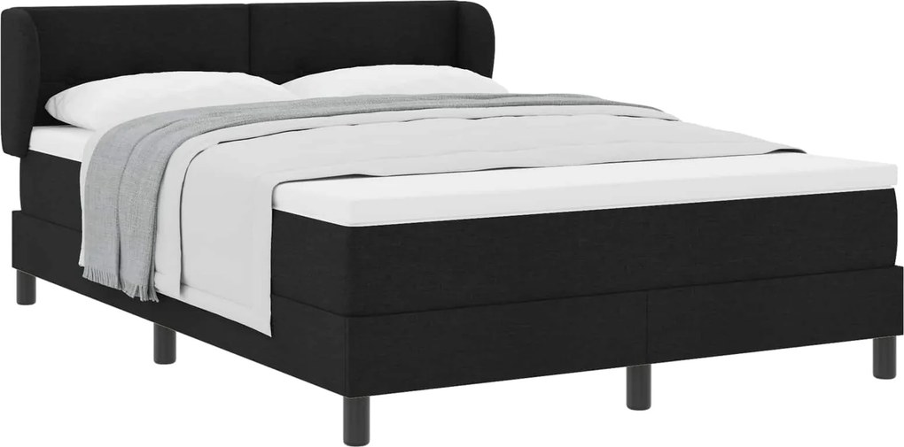 Postel s boxspringem s čelo Černá 140 x 200 cm textil 3340026