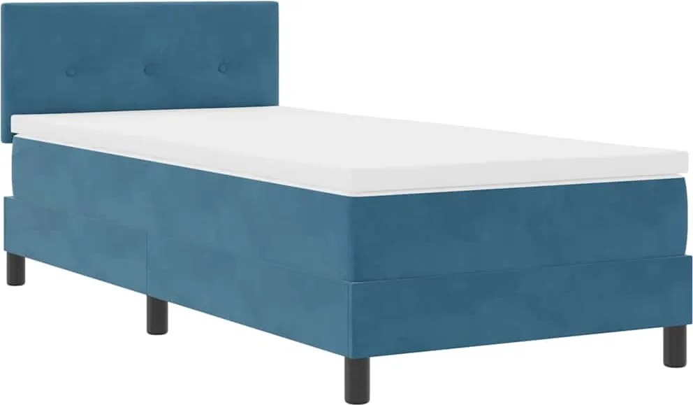 Postel s boxspringem s matrací Tmavě modrá 100 x 200 cm samet 3339156