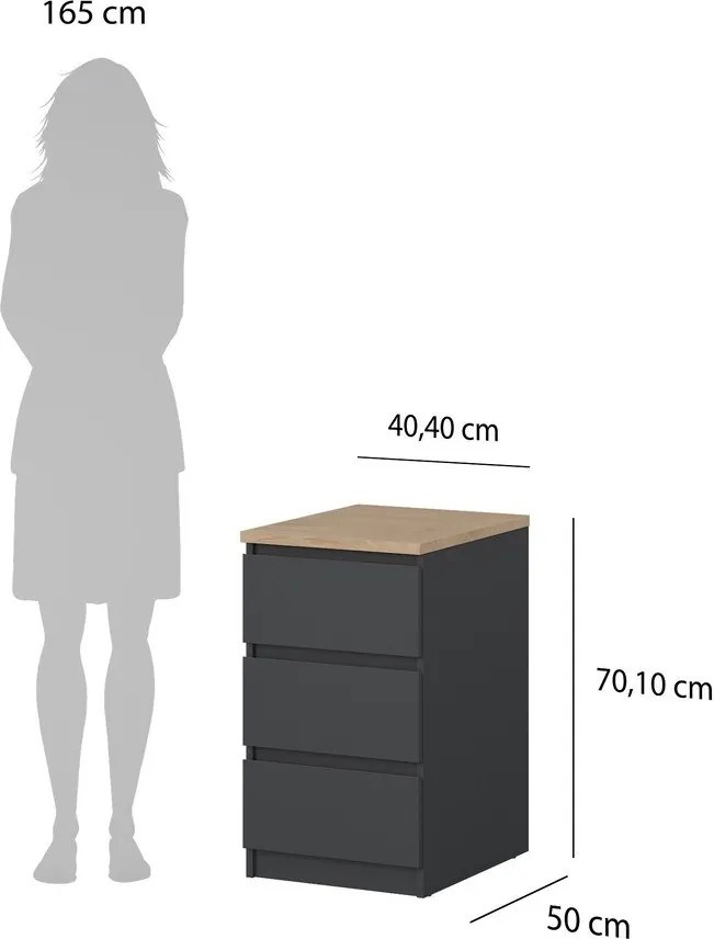 Tmavě šedý noční stolek Naia – Tvilum