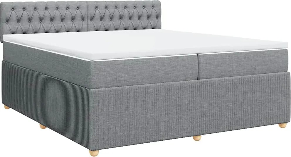 Box spring postel s matrací světle šedá 200 x 200 cm textil 3289870