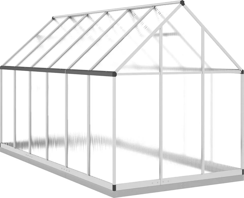 Skleník s podkladovým rámem stříbrný 334 x 169 x 202 cm hliník 3266329