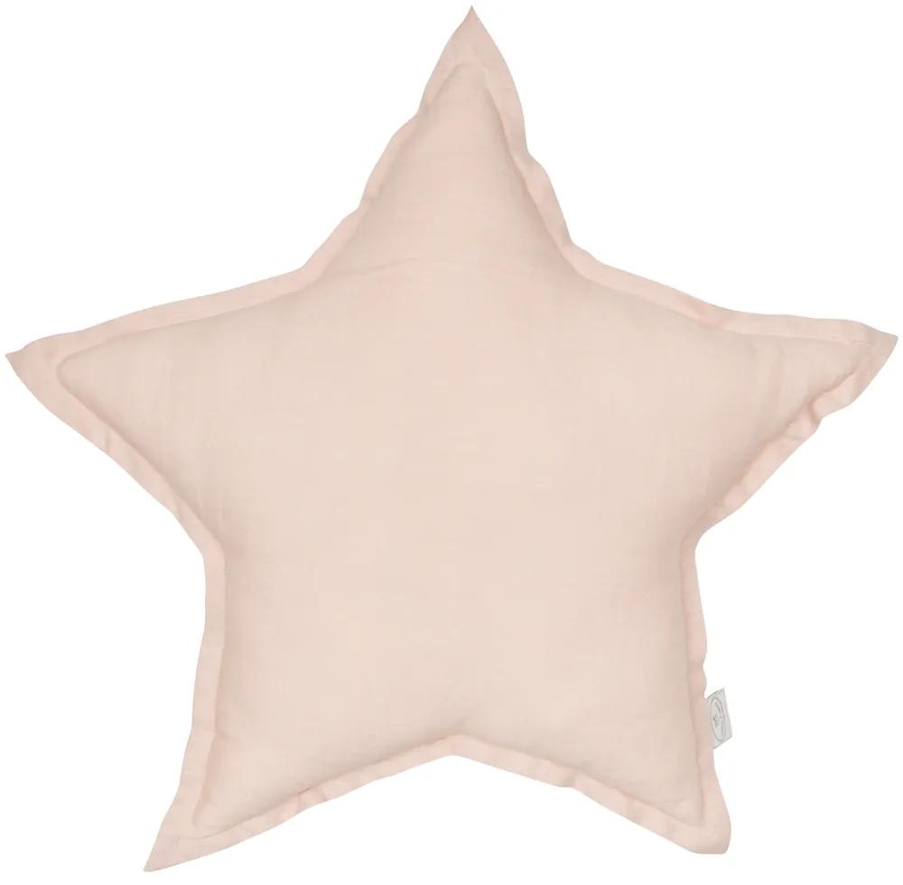 Cotton &amp; Sweets Lněný polštář hvězda pudrově růžová 50 cm