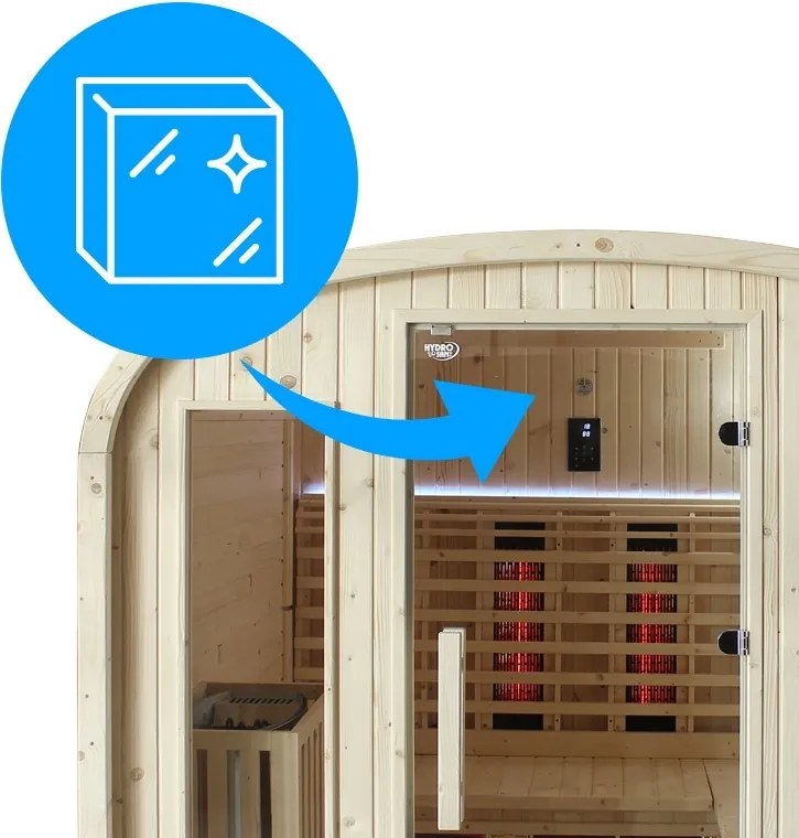 BPS-koupelny Zahradní kombinovaná sudová sauna 2v1  - Infrasauna + finská sauna 200x200, 4-6 osob