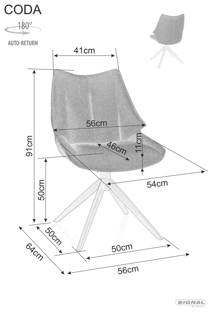 Otočné jídelní křeslo Coda světle béžové/černé