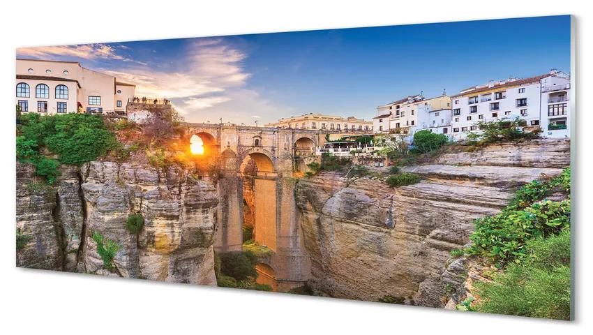 akrylový obraz Španělsko Bridge sunset 120x60 cm