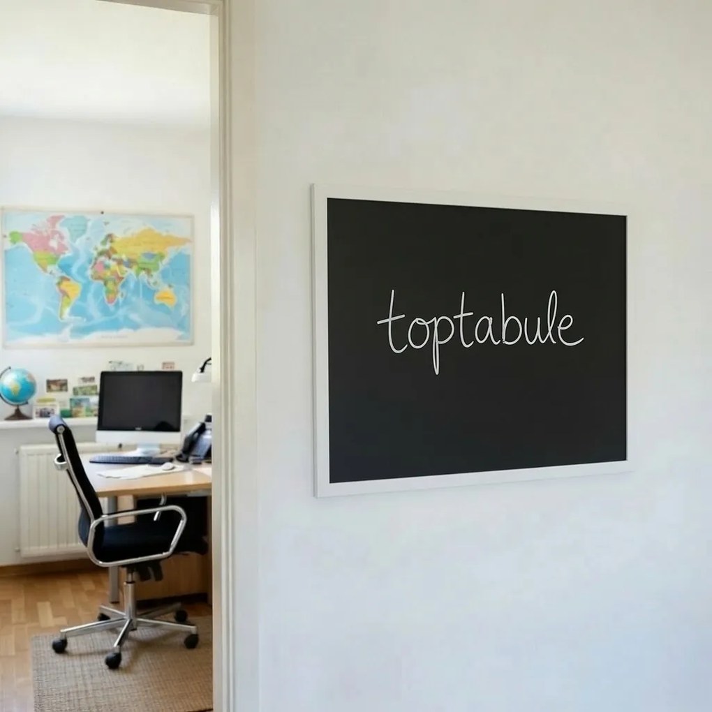 Toptabule.sk Černá magnetická popisovací tabule v bílém dřevěném rámu COLOR 120x90 cm