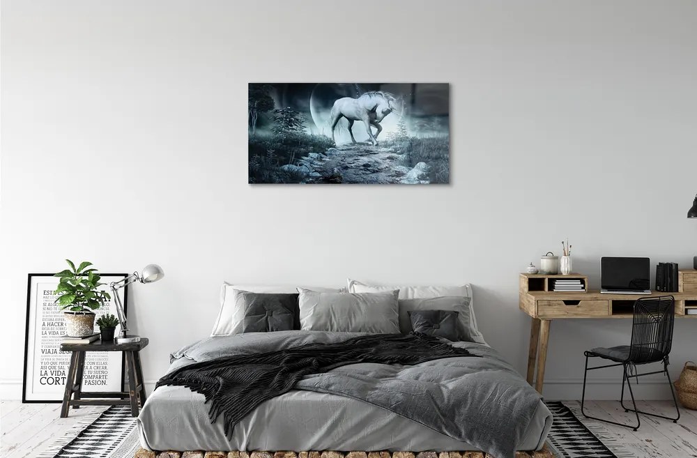 akrylový obraz Forest Unicorn moon 100x50 cm