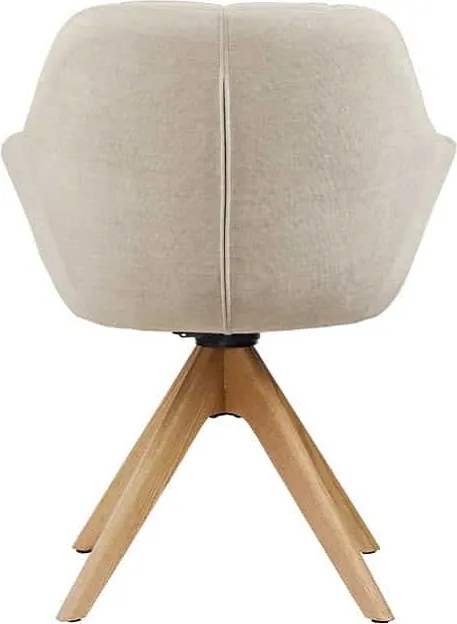 Designová otočná židle Vallerina béžový samet / dub