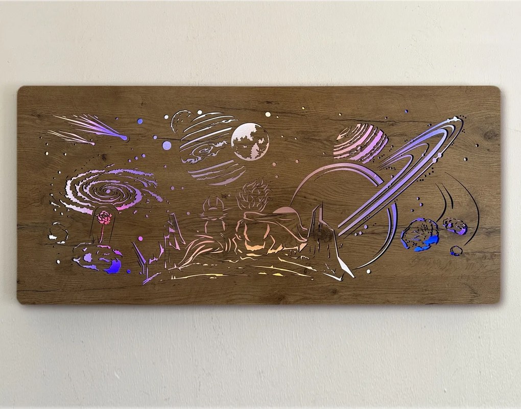 Li-Go "Malý princ" světelný obraz 230V 110x50cm provedení povrchu: dub světlý