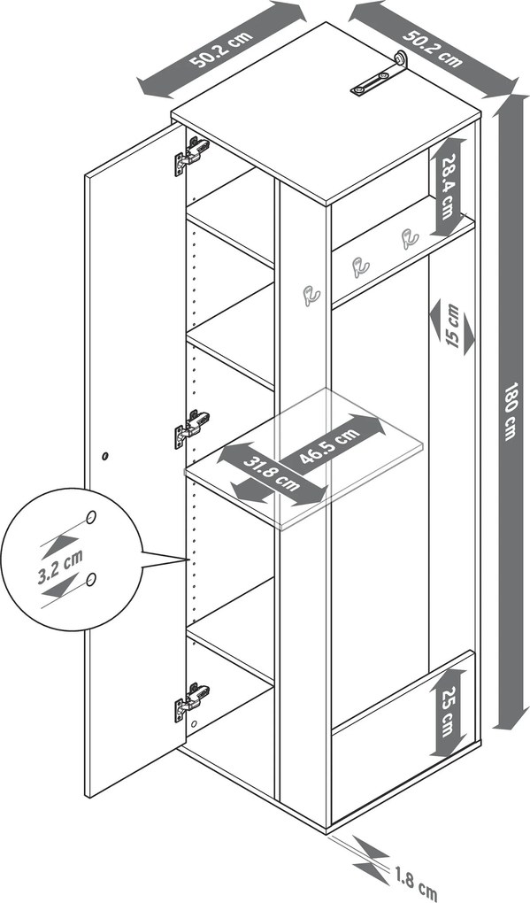 Tchibo - Univerzální skříň s bočním úložným prostorem - barva: bílá