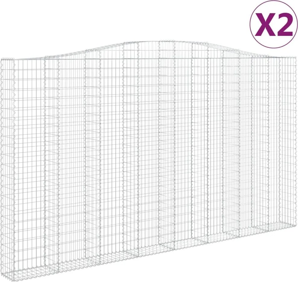 vidaXL Klenuté gabionové koše 2 ks 400x30x220/240cm pozinkované železo [3145904]