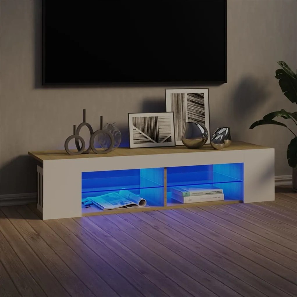 vidaXL TV skříňka s LED osvětlením 135x39x30 cm [804231] Barva: hnědý dub