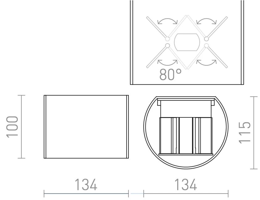 Rendl R13737 nástěnné LED stmívatelné svítidlo TITO R, černé, 2x3W, 3000K, IP65, 13,4cm