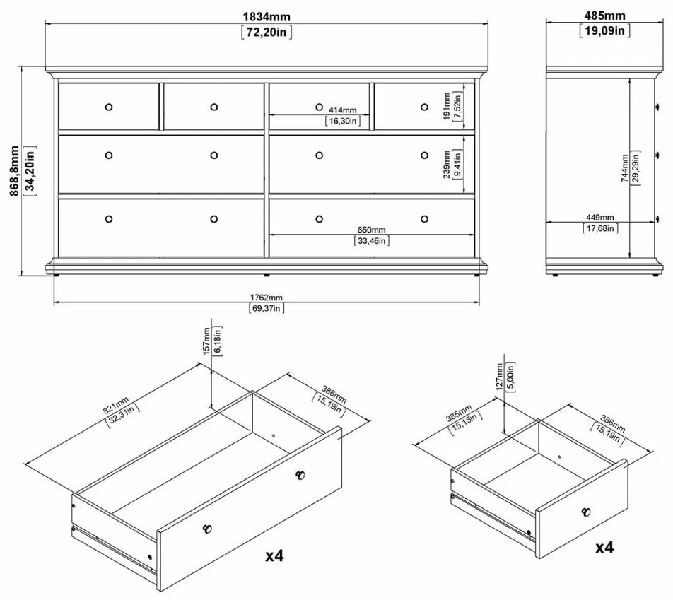 Komoda Provence V, bílá