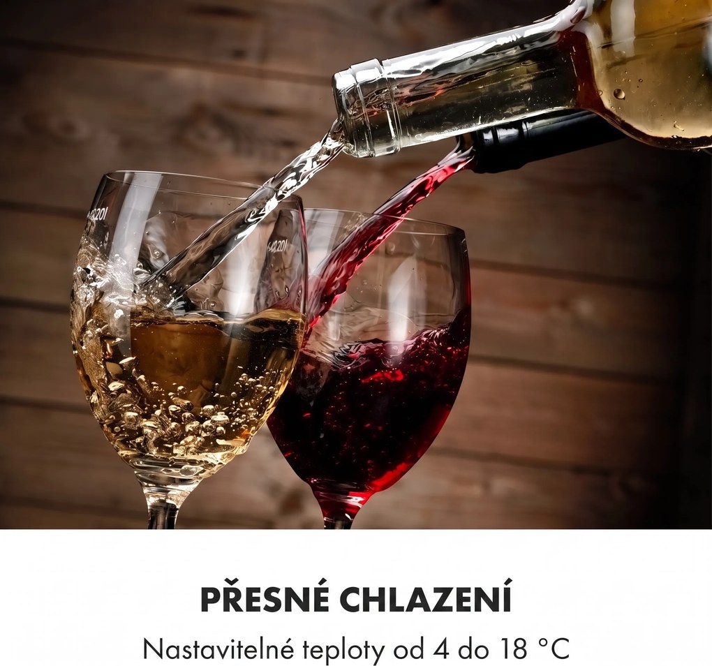 Klarstein Vinamour 48 Uno, vinotéka, 128 l/48 lahví, 3 police, 4-18 °C, nerezová ocel