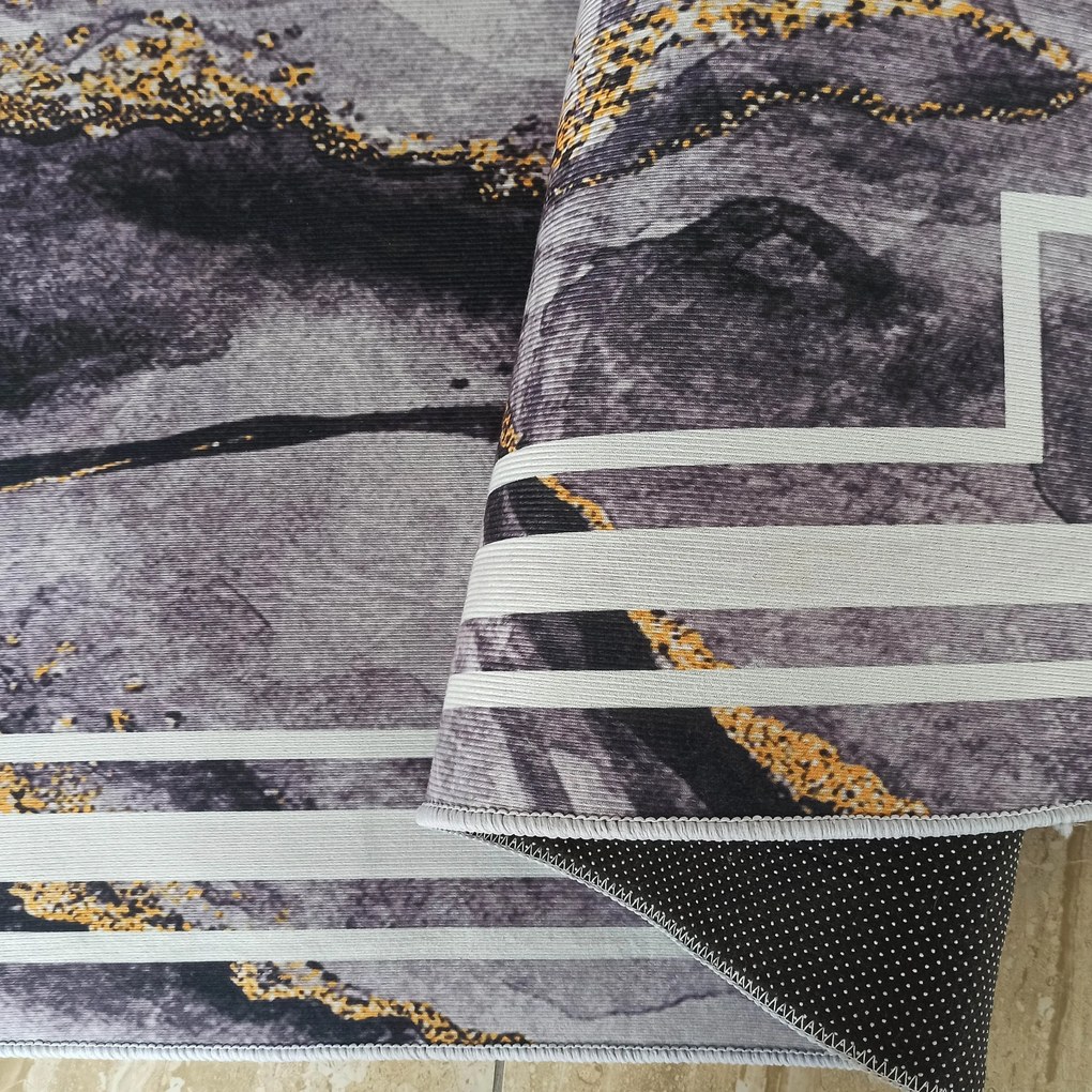 DY Tmavě šedý koberec s mramorovým vzorem Horeca-New 118 Rozměr: 60x100 cm