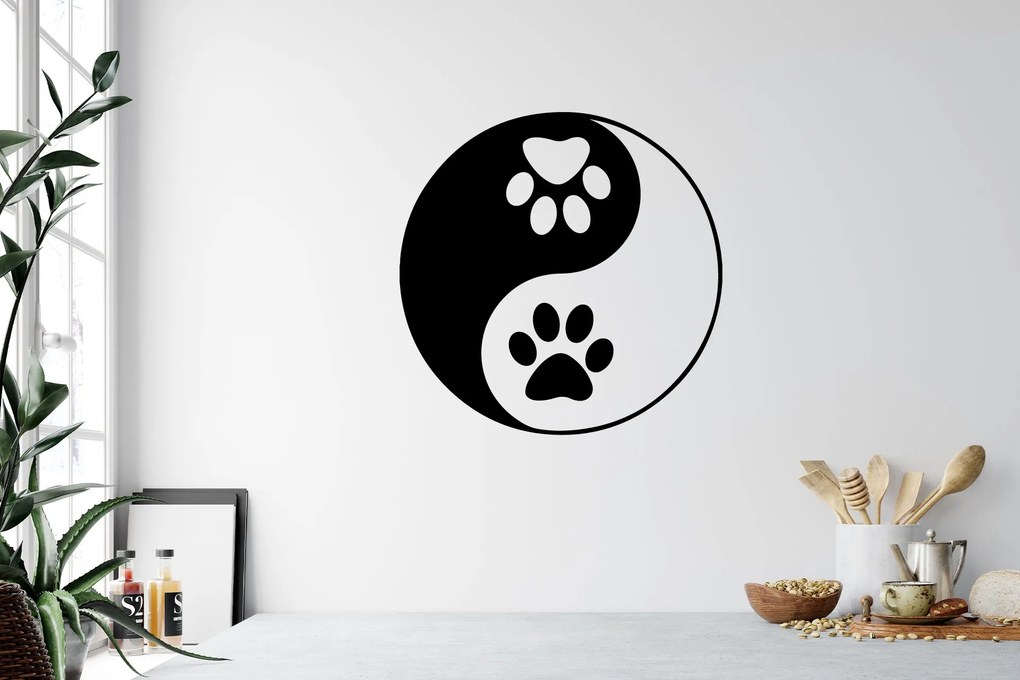 Lepy.cz Samolepka na zeď Yin a yang Psí tlapka Velikost (šířka x výška): 80x80cm, Barevná varianta: Karafiátová růžová