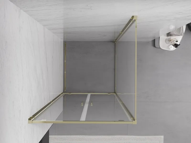 Mexen Exo, výklopná sprchová kabina, dveře 110 cm + boční stěna 110 cm, transparentní sklo, zlatá, 8182-110-110-50-00