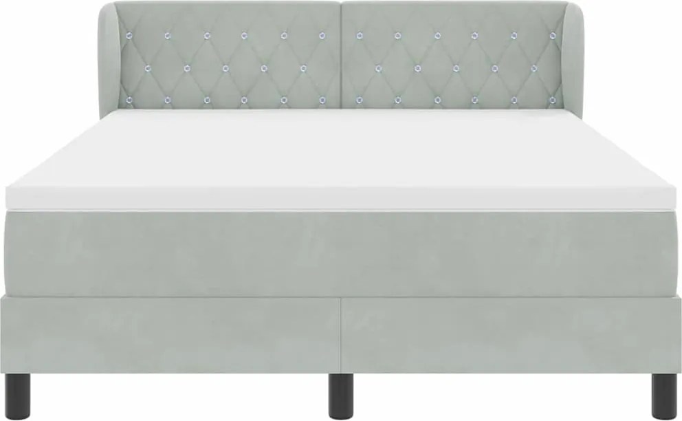 Postel s boxspringem s čelo Světle šedá 140 x 200 cm samet 3340334