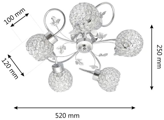 Přisazený lustr SOPHIA 5xE27/15W/230V lesklý chrom/čirá