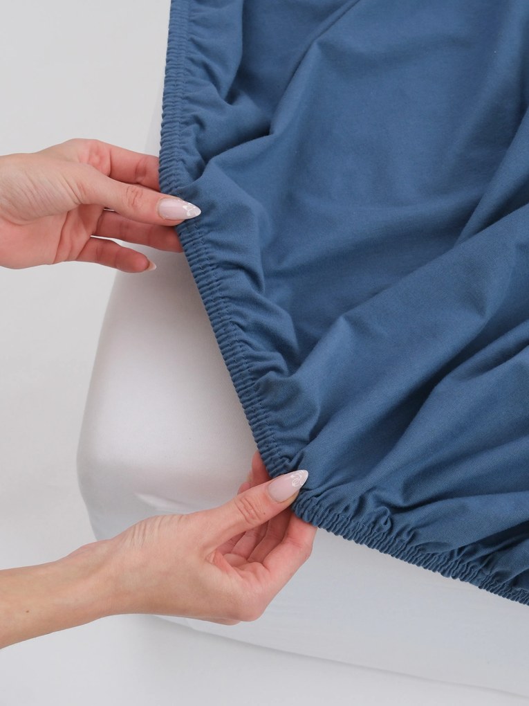 MK Lůžkoviny Jersey prostěradlo s elastanem 220 × 200 cm – námořnicky modrá