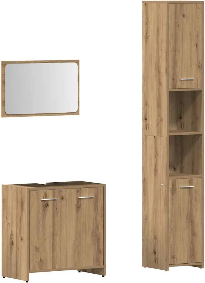 3dílná koupelnová sestava dub artisan kompozitní dřevo 3328562