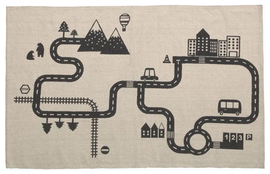 Béžovo-černý dětský koberec z organické bavlny Kave Home Nisi, 75 x 120 cm