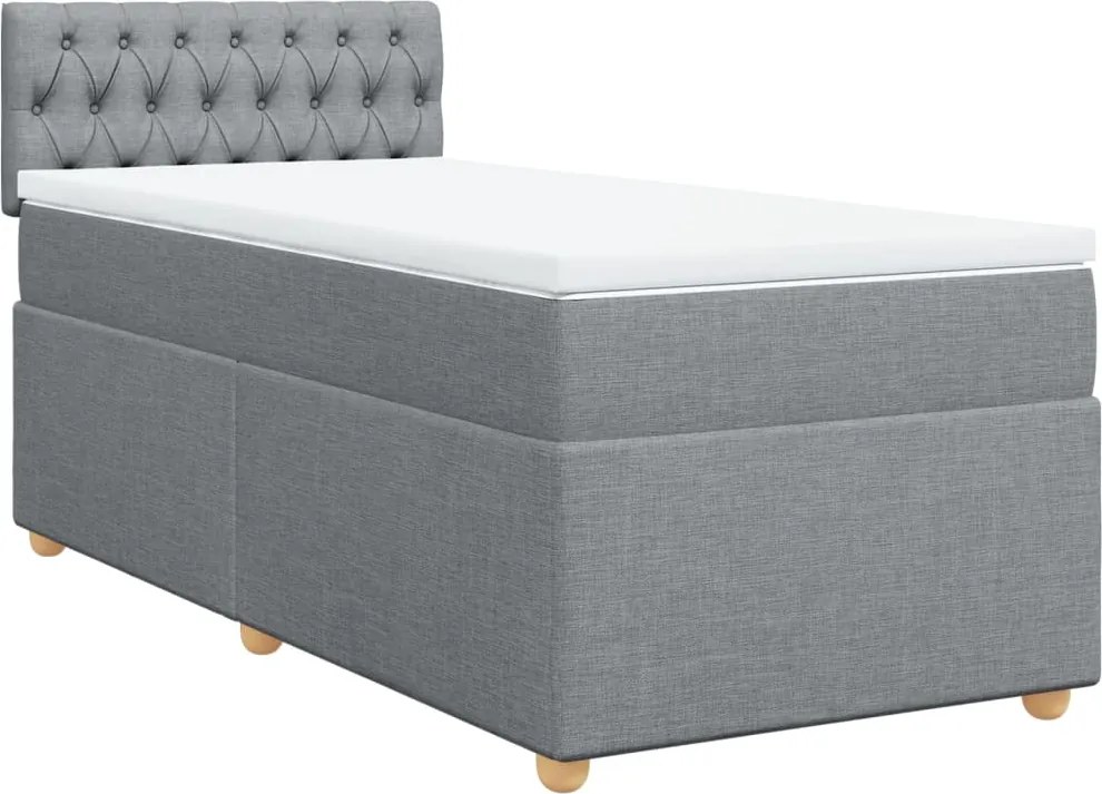Box spring postel s matrací světle šedá 90x190 cm textil 3288842