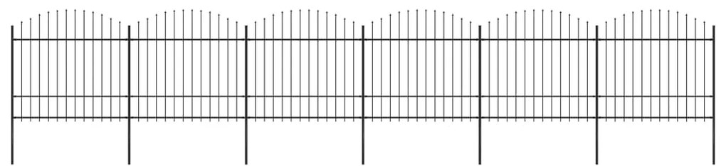 277744 vidaXL Zahradní plot s hroty ocel (1,5–1,75) x 10,2 m černý