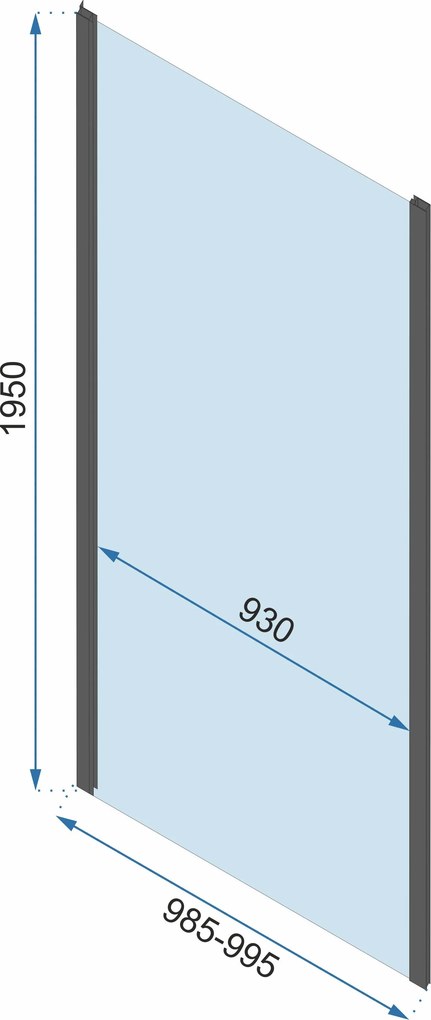 Rea Rapid Slide Wall, 3-stěnný sprchový kout s posuvnými dveřmi 110 (dveře) x 80 (stěna) x 195 cm, 6mm čiré sklo, černý profil, KPL-09877