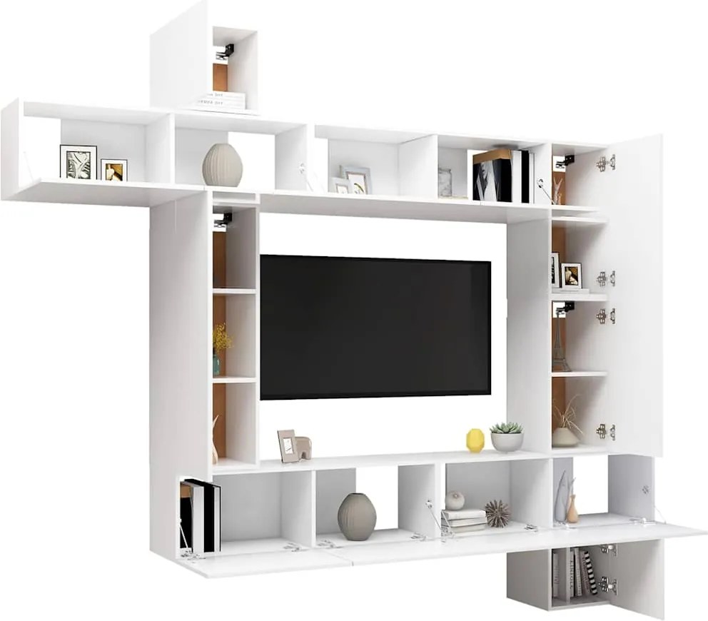 9dílný set TV skříněk bílý kompozitní dřevo 3078738