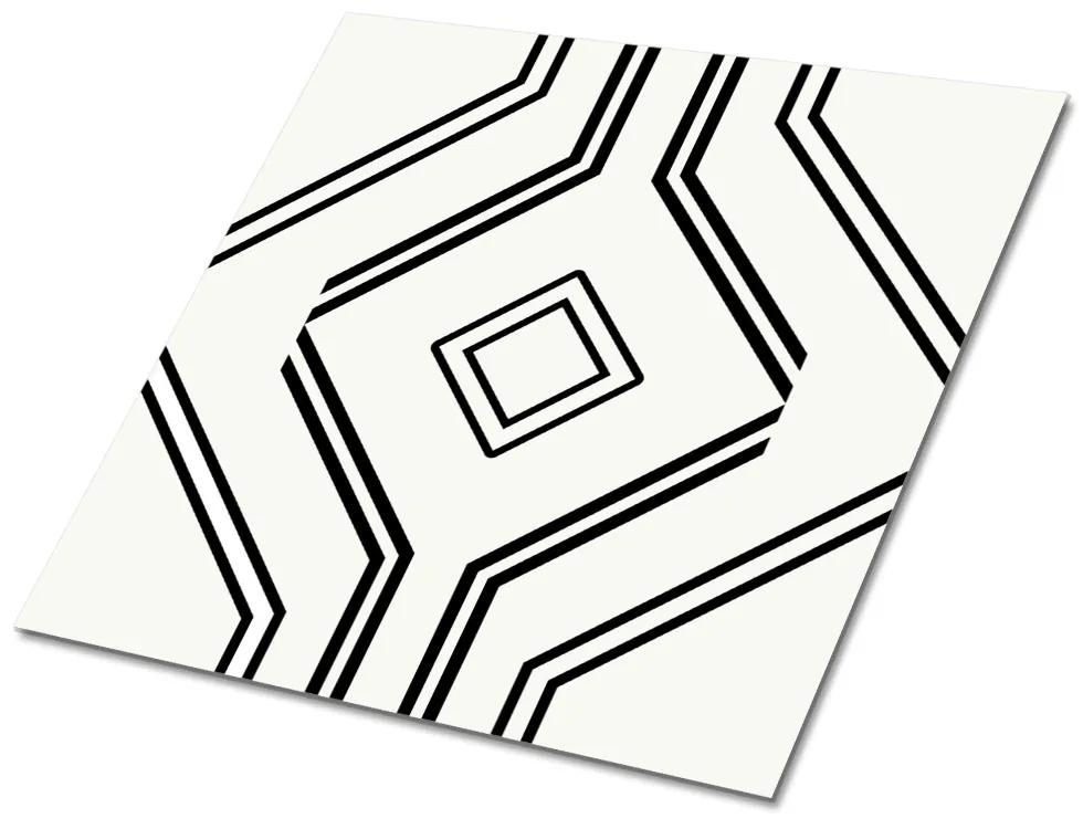 Samolepící vinylové čtverce Geometrické černé čáry