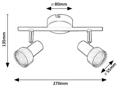 Rabalux 73012 - Stropní bodové svítidlo KONRAD 2xGU10/50W/230V
