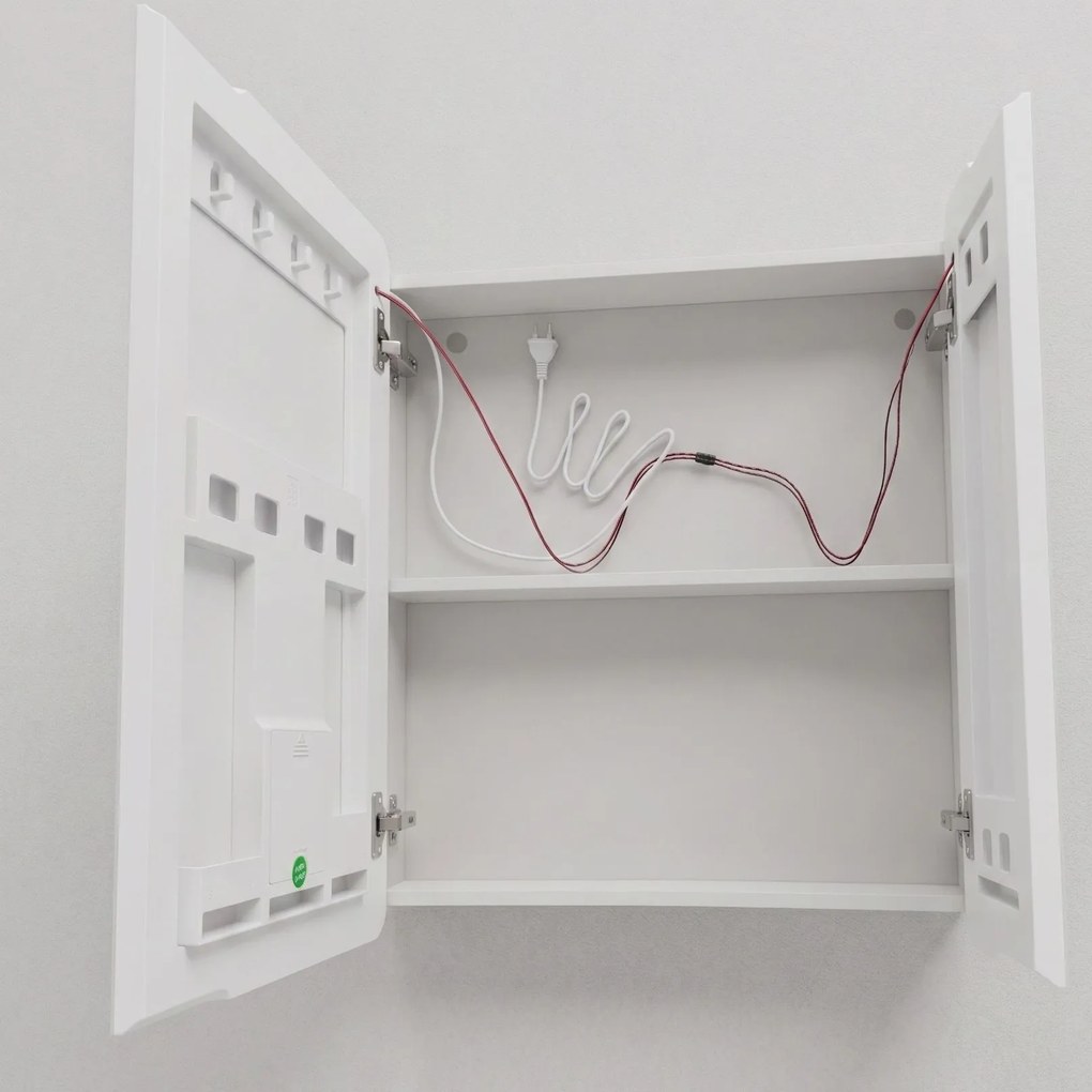 Rea Rea, LED zrcadlová skříňka s osvětlením 60x70 cm, plast, M1011-60, bílá-šedá, REA-M0100